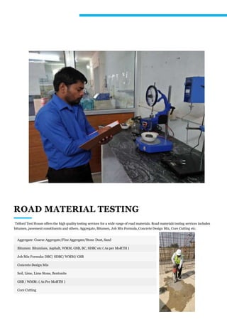 Telford Test House , lucknow-226401testing of building materials | PPTX