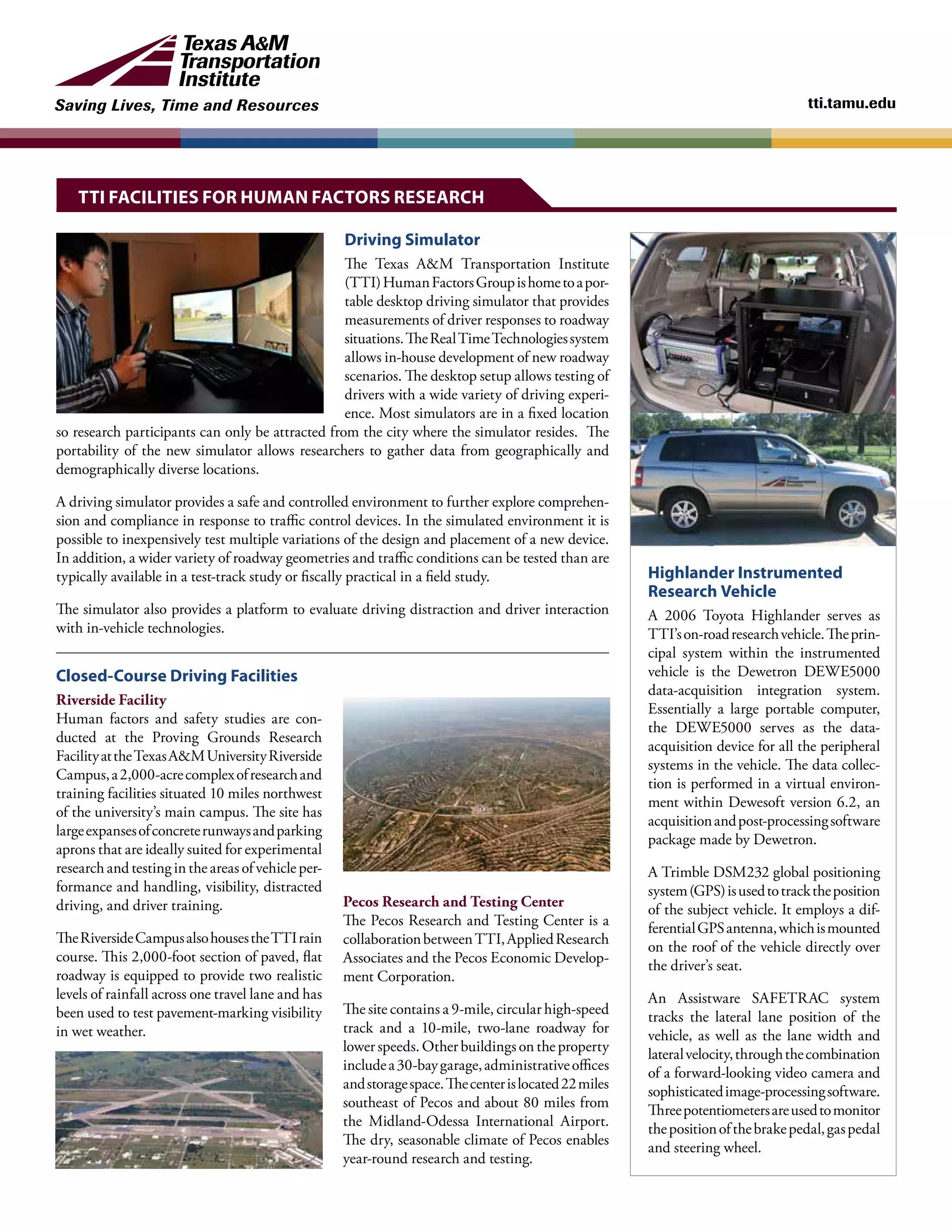 TTI Facilities for Human Factors Research | PDF