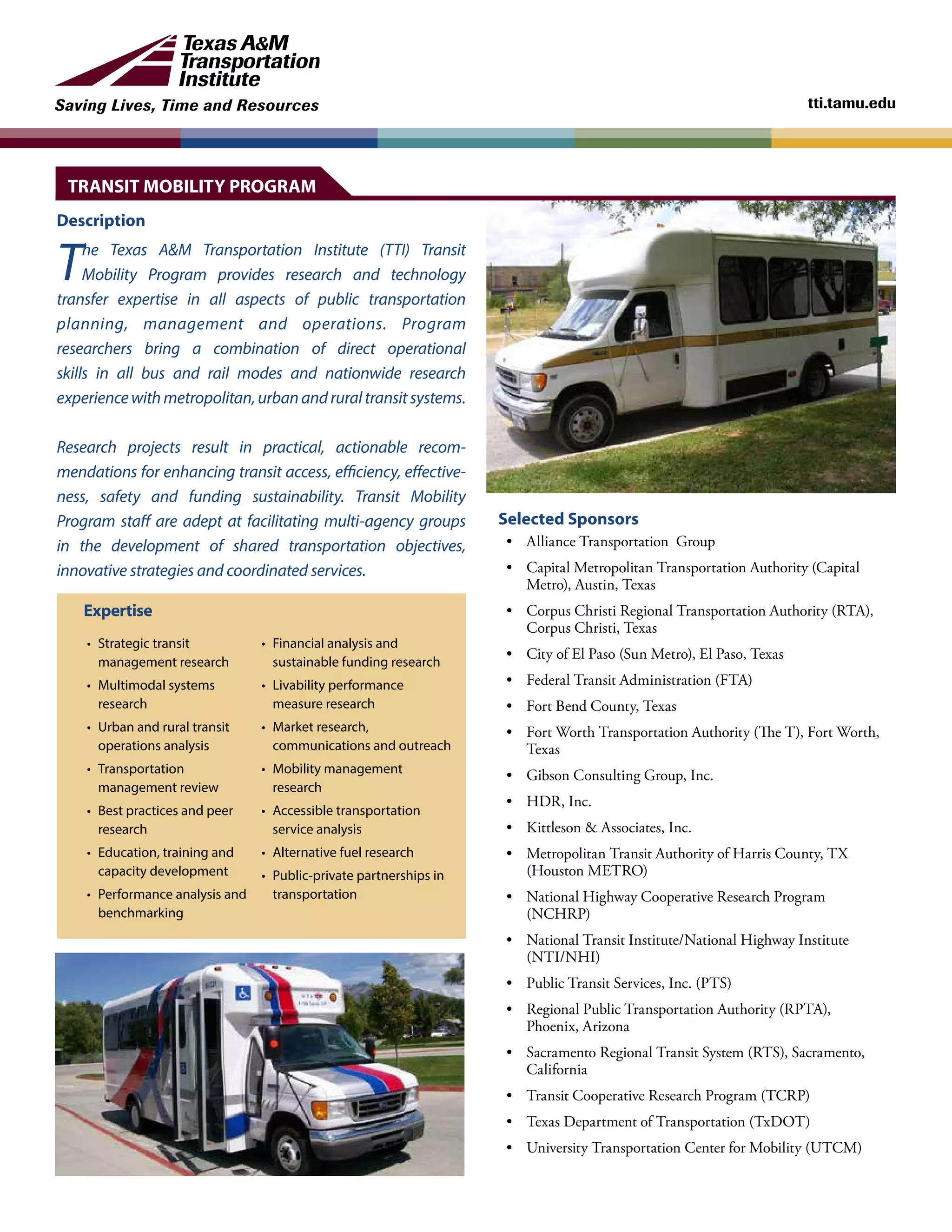 Transit Mobility Program at TTI | PDF
