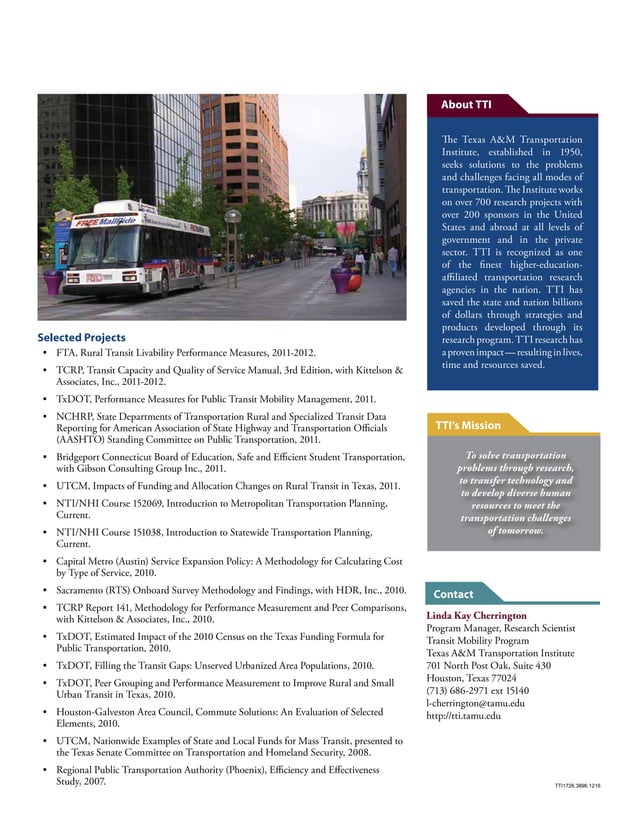 Transit Mobility Program at TTI | PDF