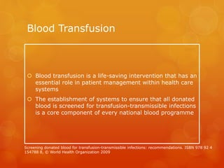 Transfusion Transmissible Infections | PPTX