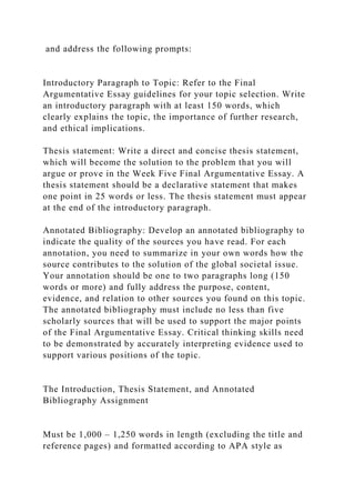 TTIntroduction, Thesis Statement, and Annotated Bibliogr.docx