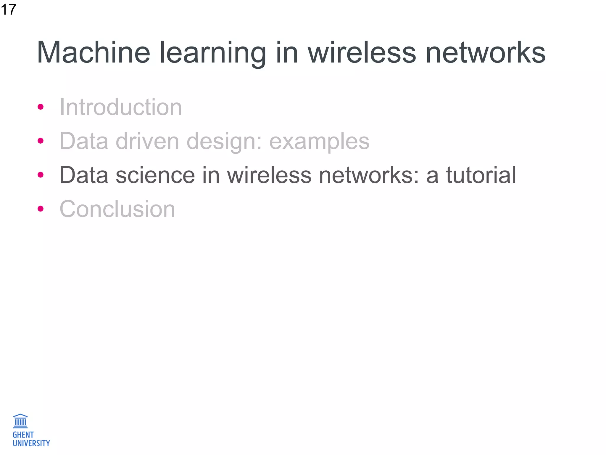 Machine learning for wireless networks @Bestcom2016 | PPTX