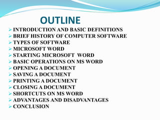 Computer software application with specific reference to Microsoft word ...