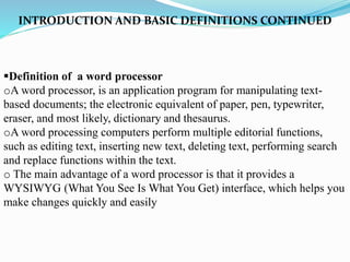 Computer software application with specific reference to Microsoft word | PPT