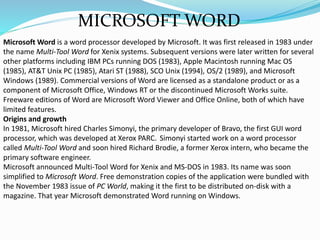 Computer software application with specific reference to Microsoft word ...
