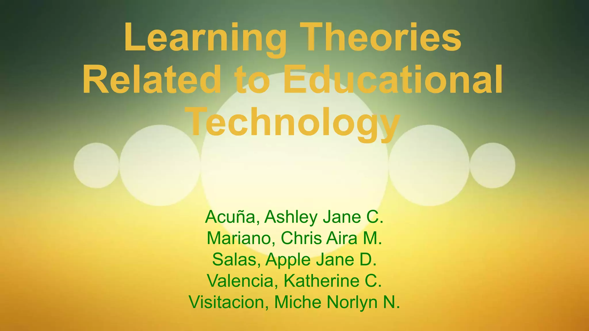 Learning theories related to educational technology | PPTX