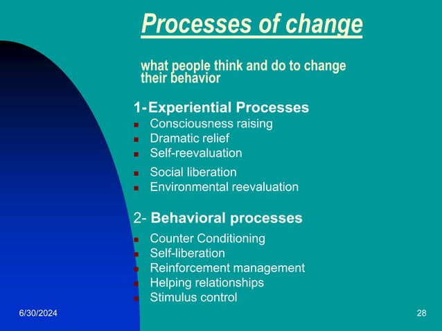 Transtheorethical model and stages of change | PPSX