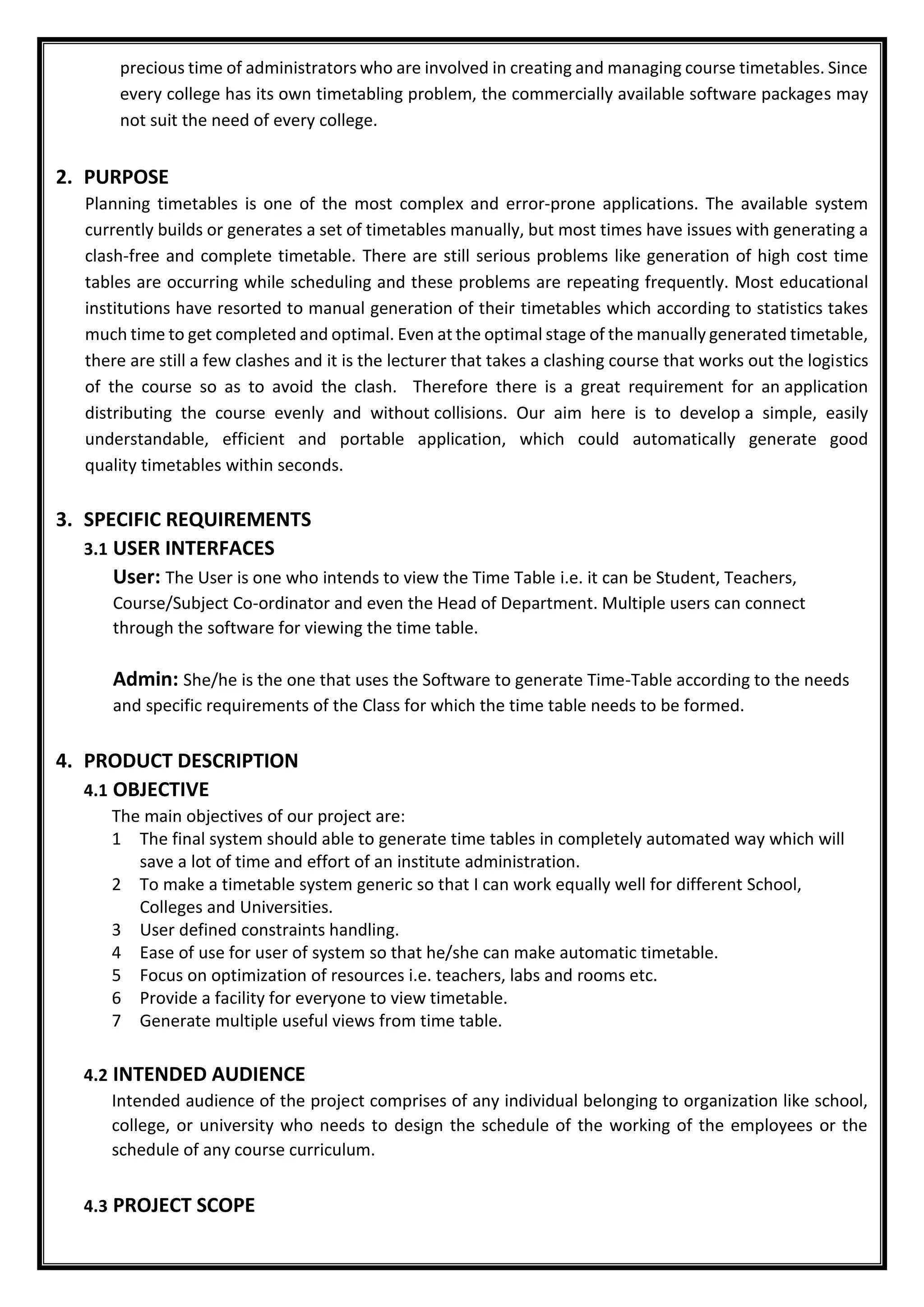 Time Table Management System Software Report | PDF