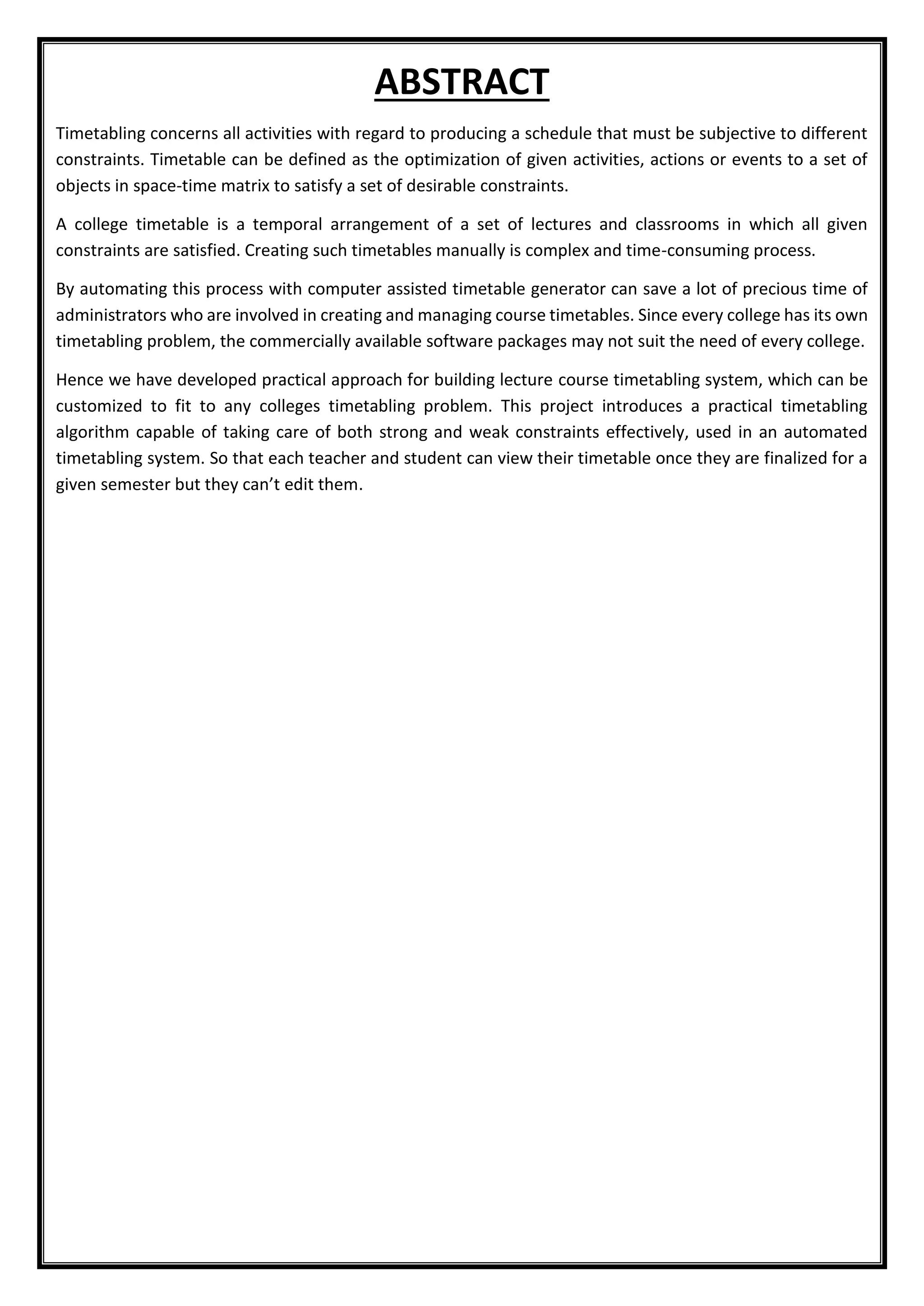 Time Table Management System Software Report | PDF