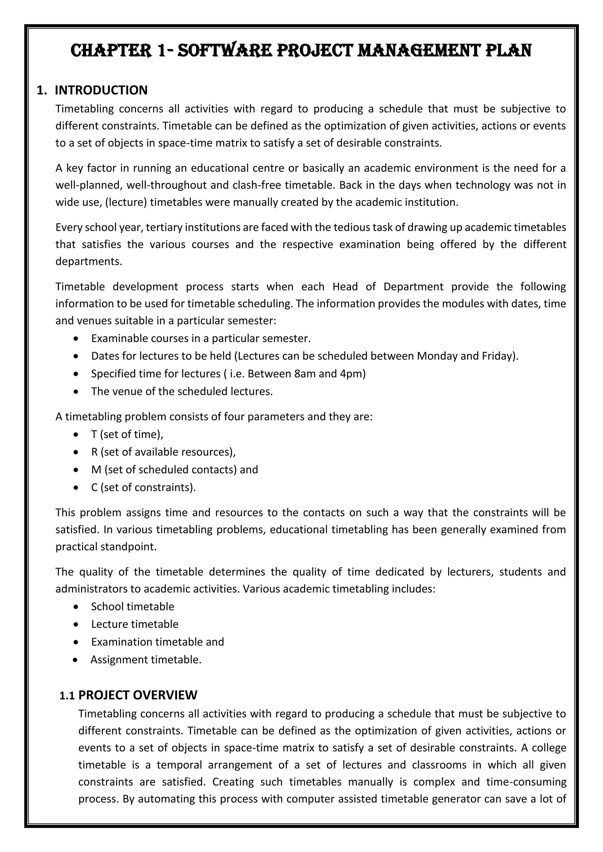 Time Table Management System Software Report | PDF