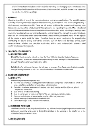Time Table Management System Software Report | PDF