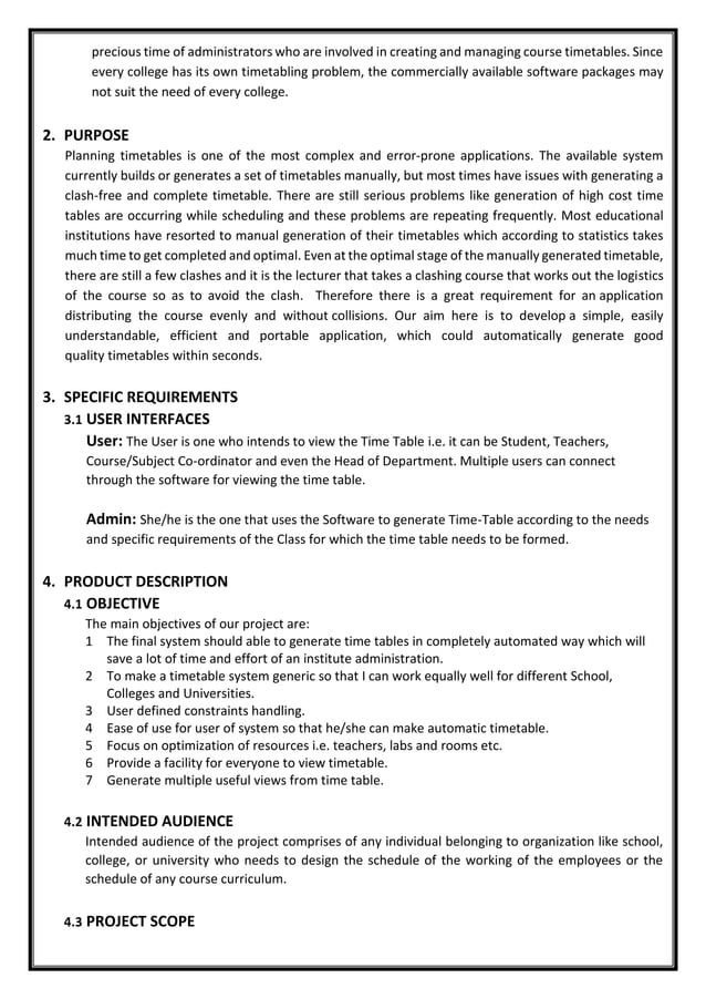 Time Table Management System Software Report | PDF