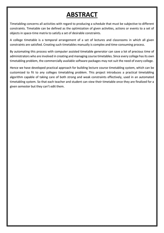 Time Table Management System Software Report | PDF