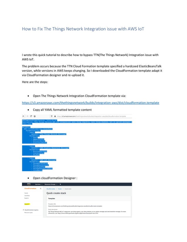 The Things Network AWS IoT Integration Hack | PDF