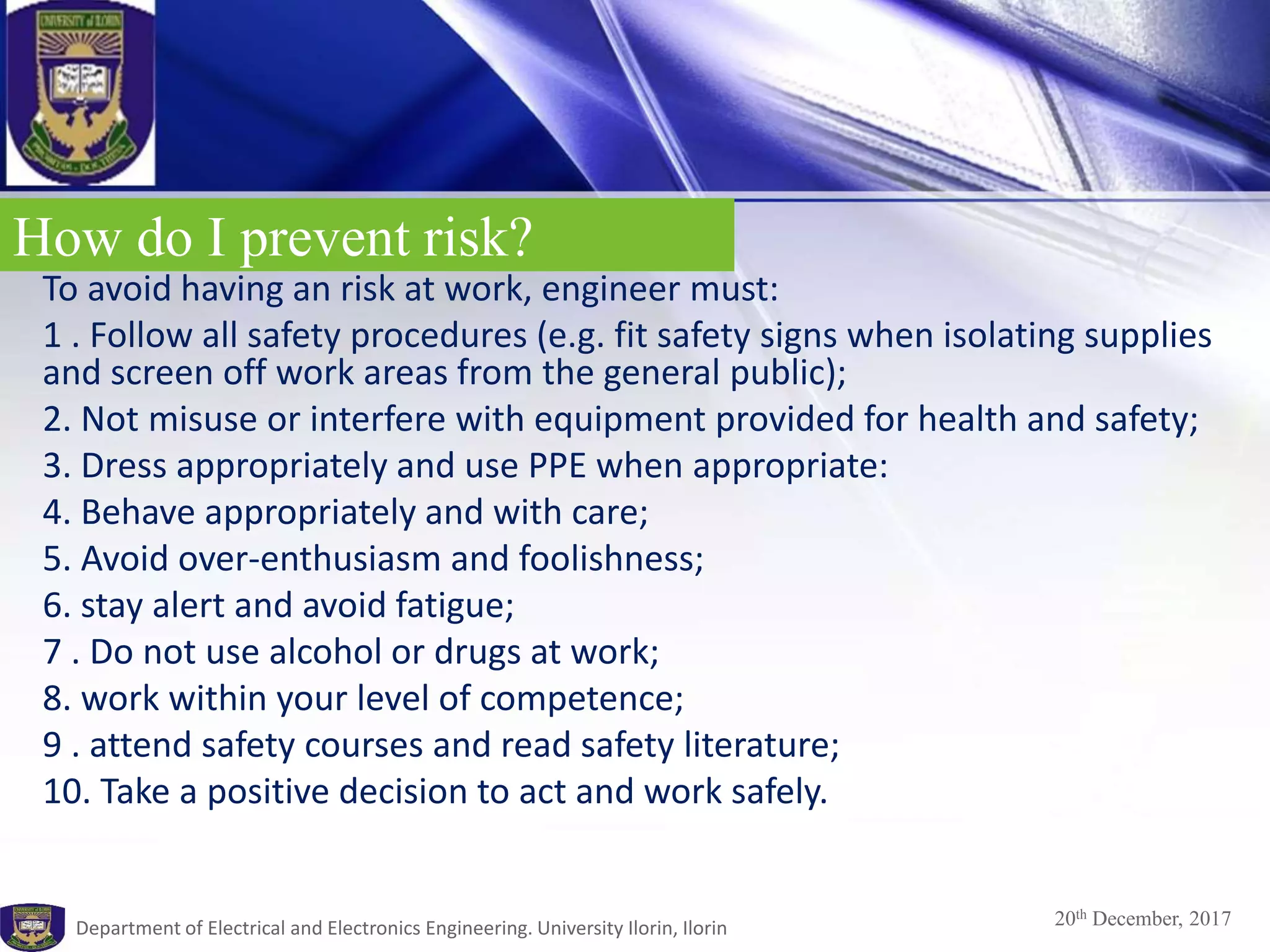 TTN 1.1 The Health and Safety Toolbox: How To Control Risk at Work | PPTX