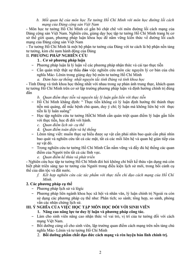 Tư tưởng hồ chí minh | DOC