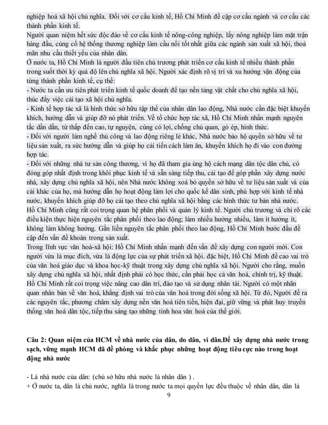 Câu hỏi tự luận - tư tưởng Hồ Chí Minh | DOCX
