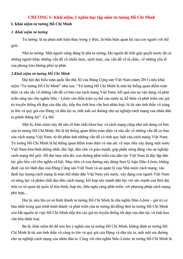 Tóm tắt Tư tưởng Hồ Chí Minhhhhhhhhhhhhh | DOCX