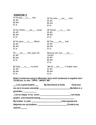 Tto be exercises | PDF