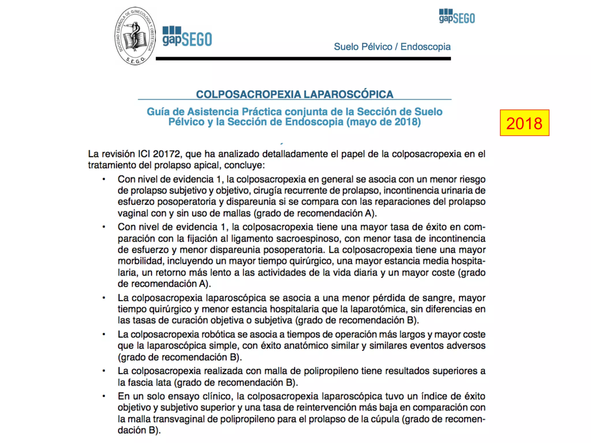 Tto laparoscopico defecto medio y anterior | PPT