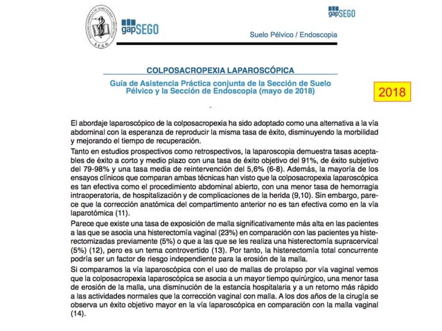 Tto laparoscopico defecto medio y anterior | PPT