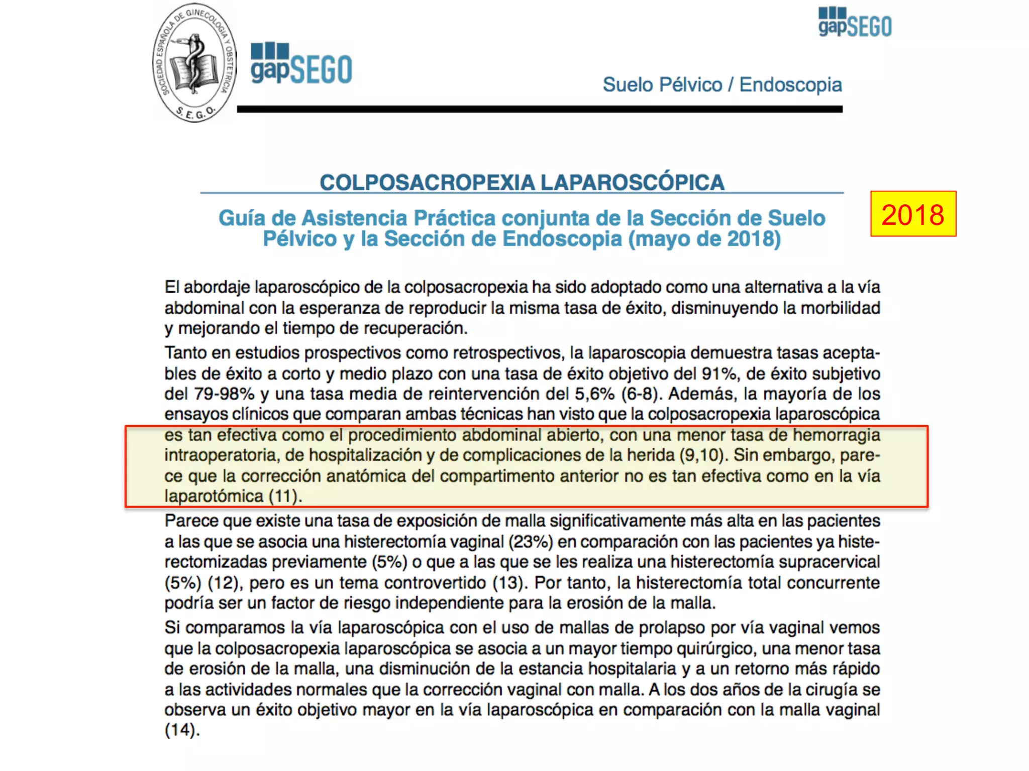 Tto laparoscopico defecto medio y anterior | PPT