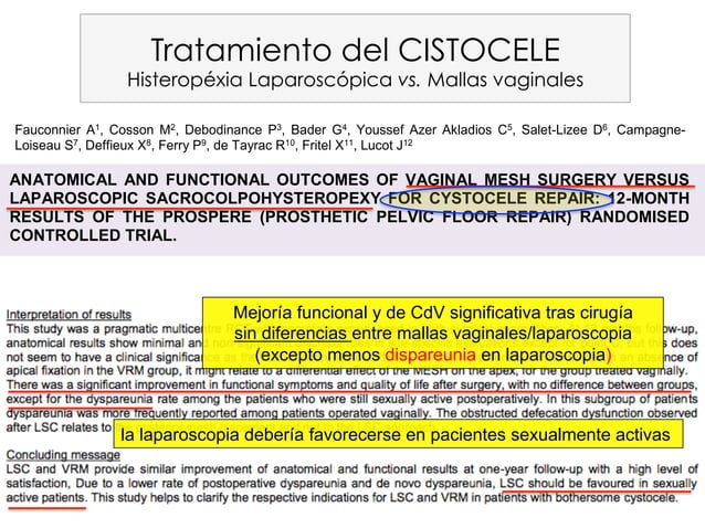 Tto laparoscopico defecto medio y anterior | PPT