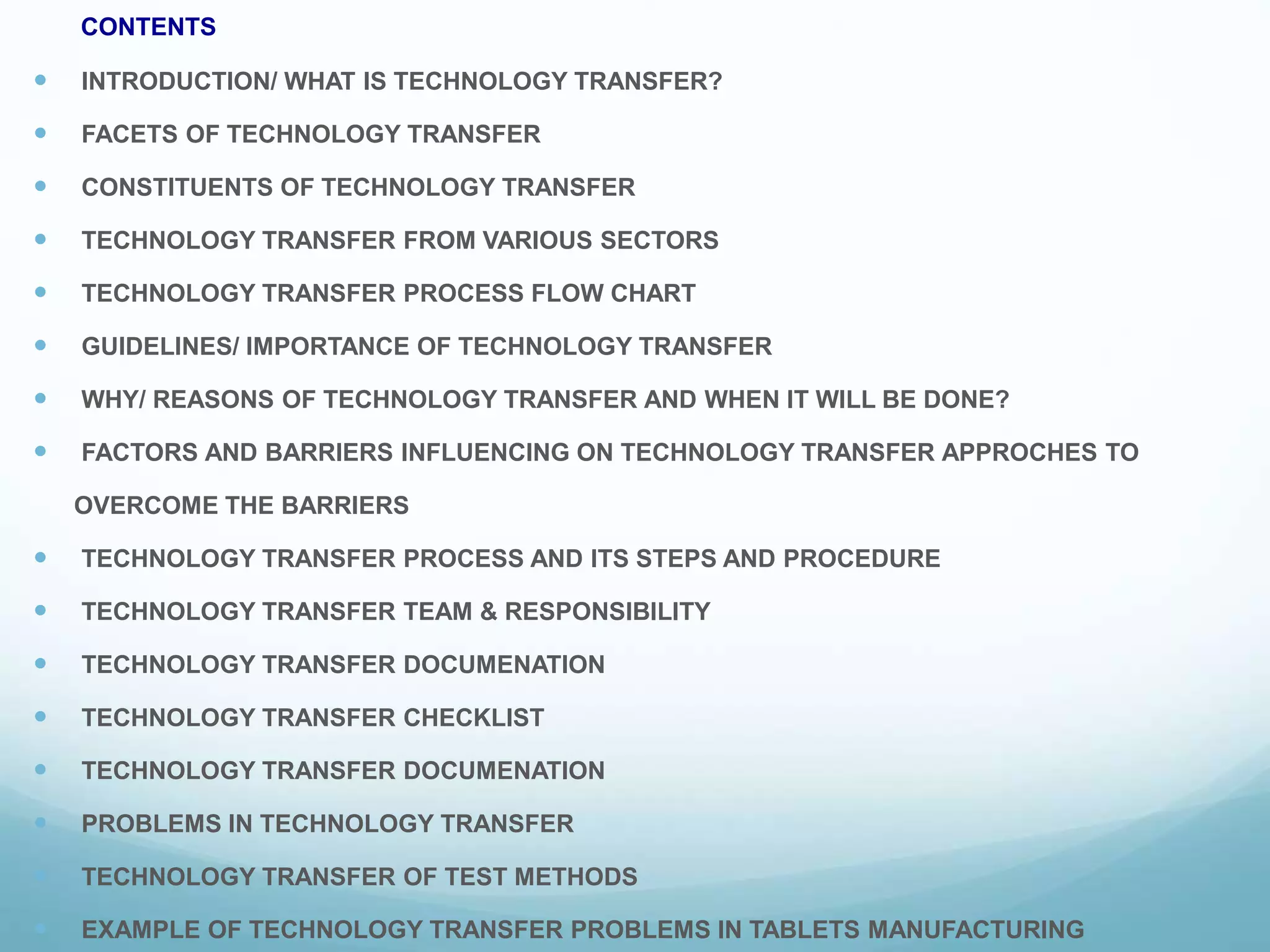 TECHNOLOGY TRANSFER PROCESS IN PHARMACEUTICAL INDUSTRIES ( IP-2/ UNIT 2 ...