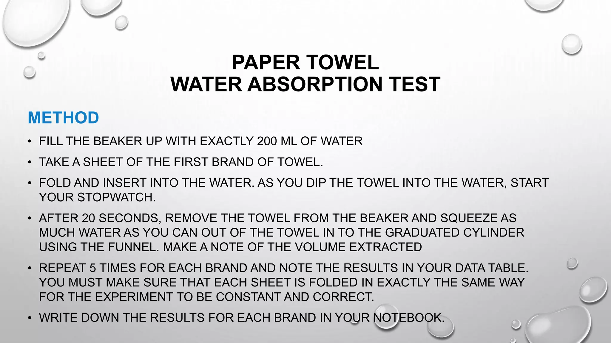 How to test absorbency of a fabric. | PPTX