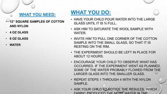 How to test absorbency of a fabric. | PPTX | Hair Care | Beauty