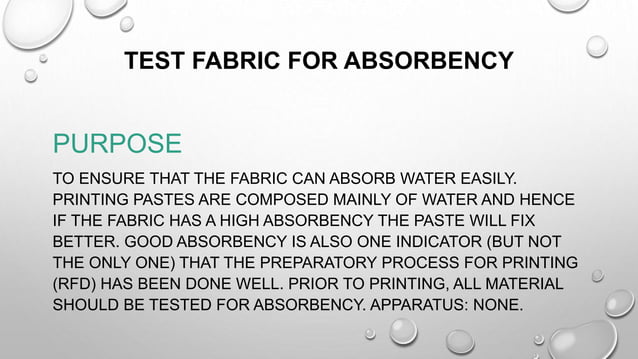 How to test absorbency of a fabric. | PPTX | Hair Care | Beauty