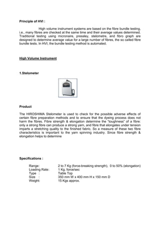 High Volume Instrument in QC Department of Textile Industry | DOCX