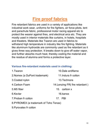 Special fabrics: Properties & Quality control | PDF