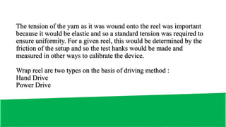 Determination of the Yarn Count by Wrap reel & Analytical Balance | PPTX