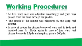 Determination of the Yarn Count by Wrap reel & Analytical Balance | PPTX
