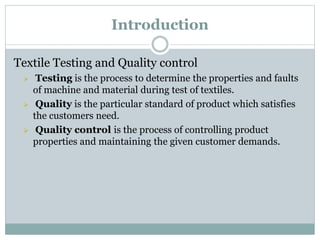 Fabric Testing and quality control | PPTX