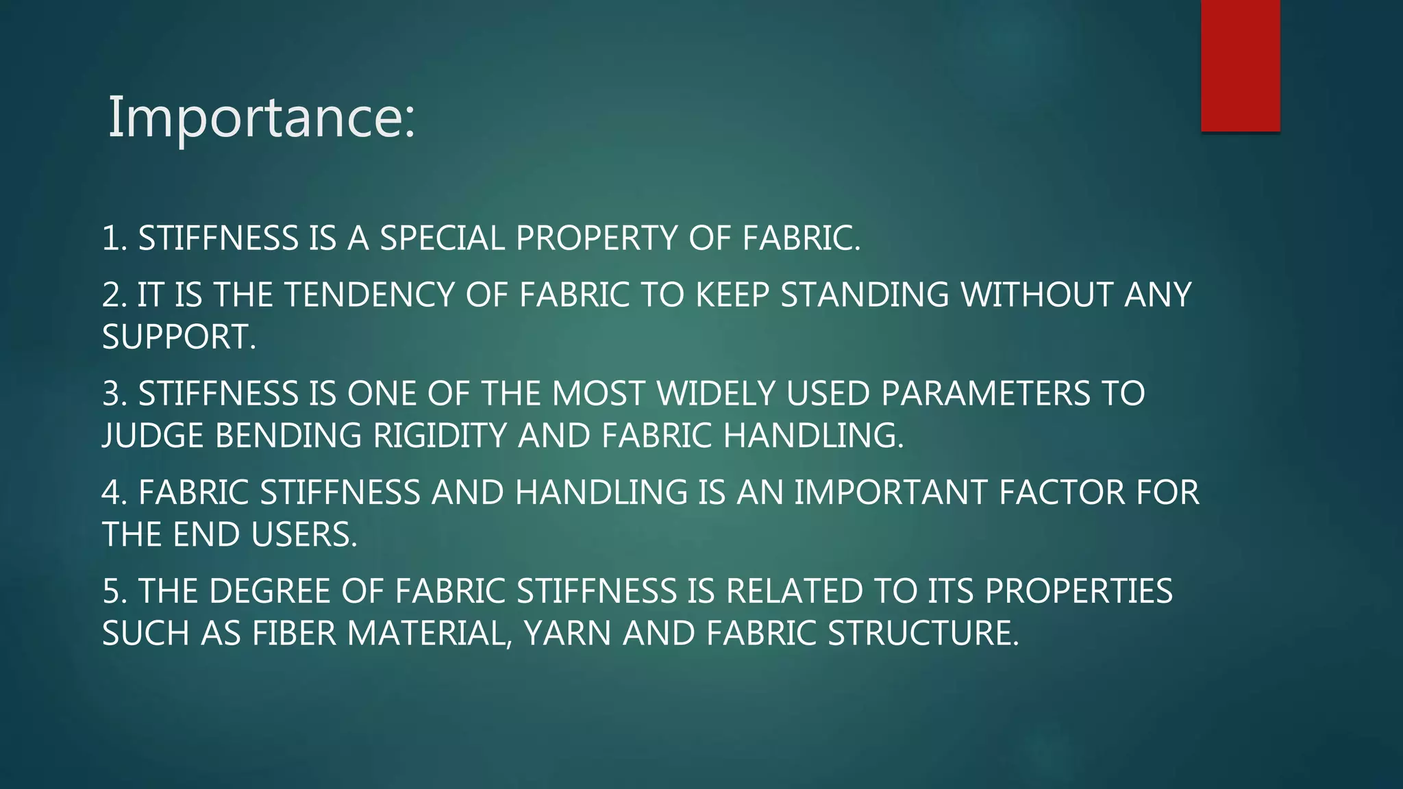 Stiffness(bending length) of Fabric and Test Method | PPTX
