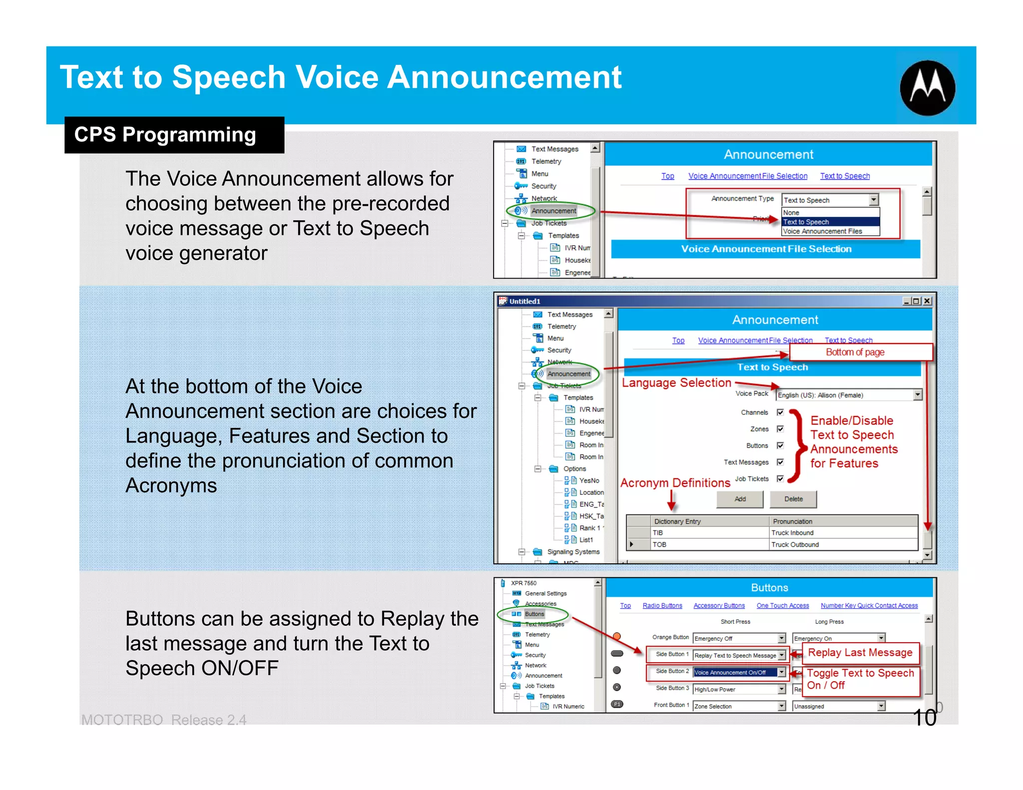 Motorola MotoTRBO Text to Speech Voice Announcement | PDF