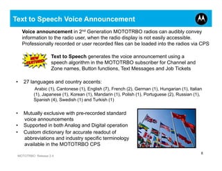 Motorola MotoTRBO Text to Speech Voice Announcement | PDF