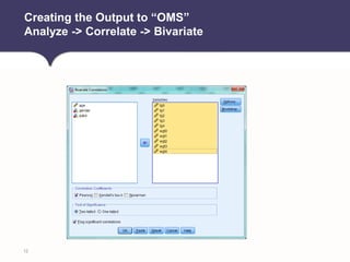 Tech Tip: Output Management System (OMS) in IBM SPSS Statistics | PDF
