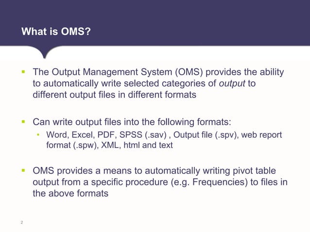 Tech Tip: Output Management System (OMS) in IBM SPSS Statistics | PDF ...