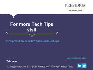 Tech Tip: Output Management System (OMS) in IBM SPSS Statistics | PDF