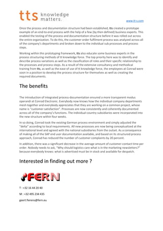 Corporate wide process documentation for distribution company using TTS ...