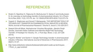 Technology transfer from R & D to production in pharmaceutical industry | PPTX