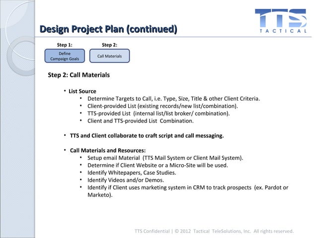 TTS strategic campaign process | PPT
