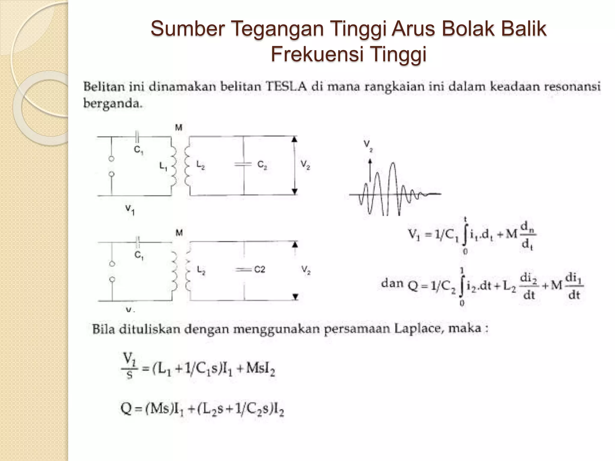 TEKNIK TEGANGAN TINGGI - Sumber tegangan arus bolak balik | PPTX