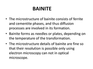 Ttt diagram for eutectoid steel(bainite, spherodite, martensite) | PPTX