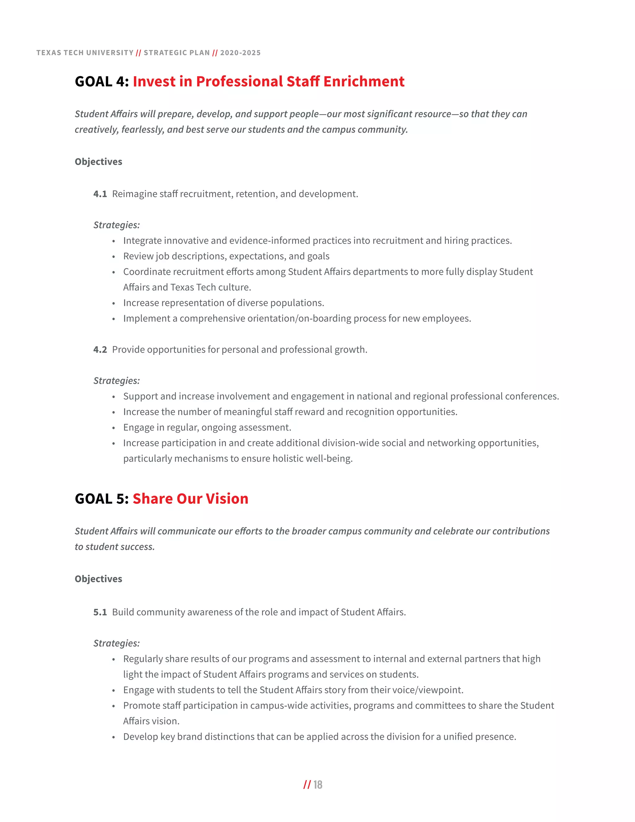 TTU Student Affairs: Strategic Plan 2020-2025 | PDF