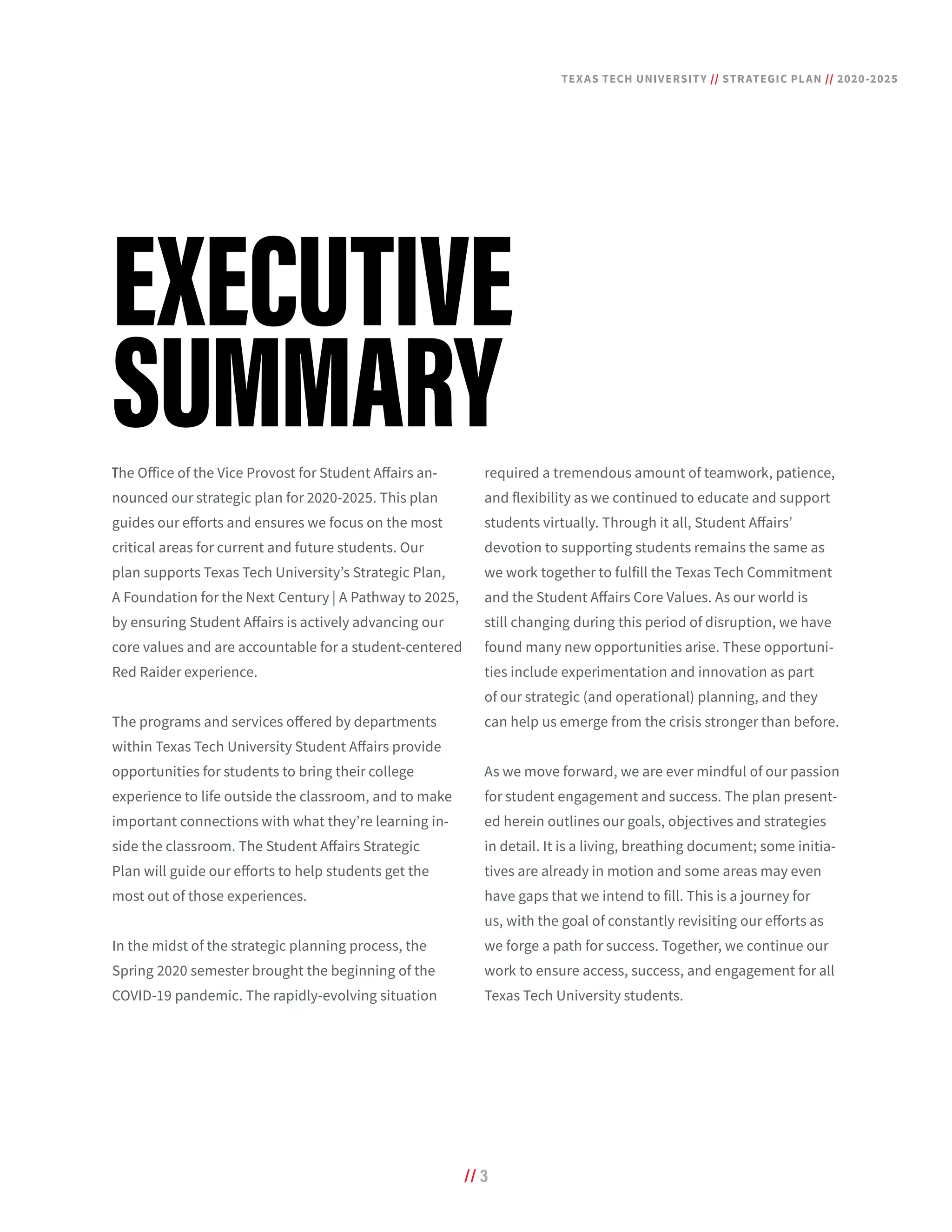 TTU Student Affairs: Strategic Plan 2020-2025 | PDF